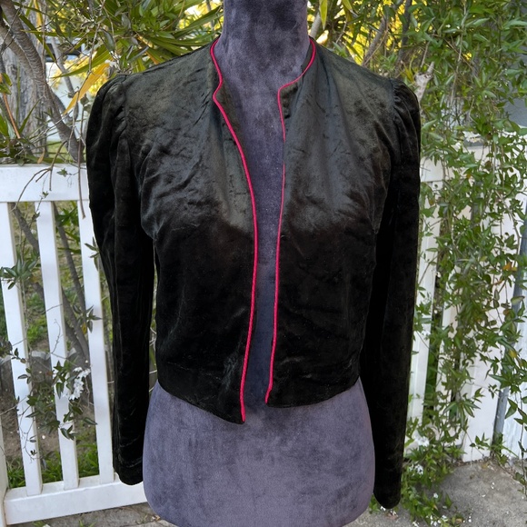 Jackets & Coats | Vintage Fake Crushed Velvet Cropped Black Jacket With ...